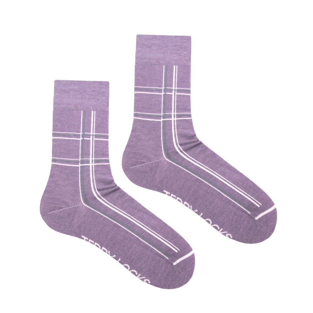Eco-friendly Socks | Lilac Check Crew Socks | REPREVE – Teddy Locks